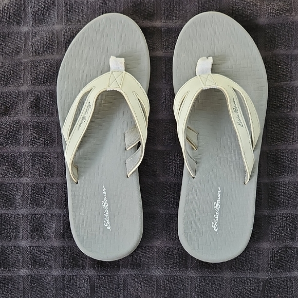 Eddie Bauer | Shoes | Eddie Bauer Womens Cream And Gray Flip Flops ...